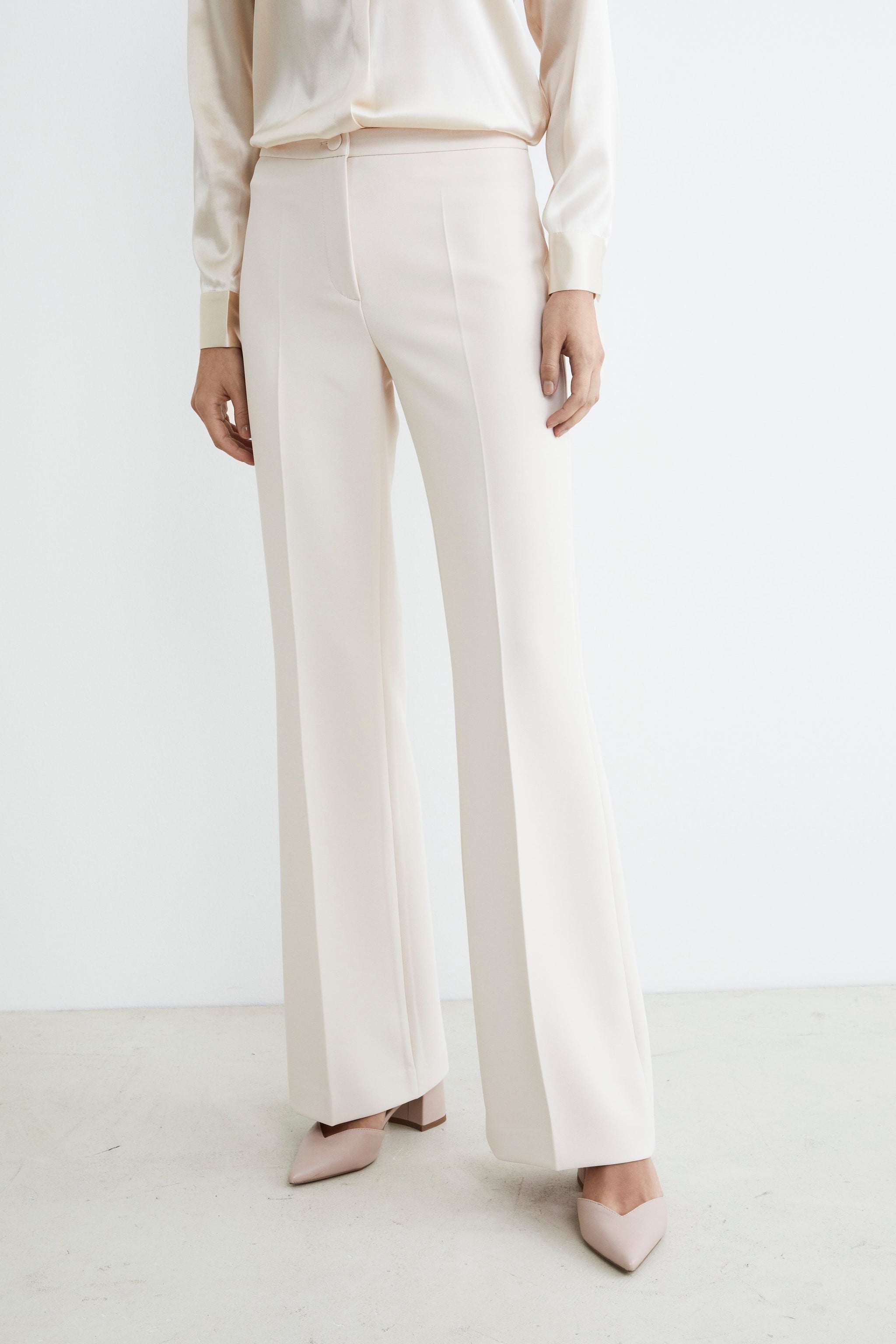 Smart flared trousers - Ivory - Il Lanificio