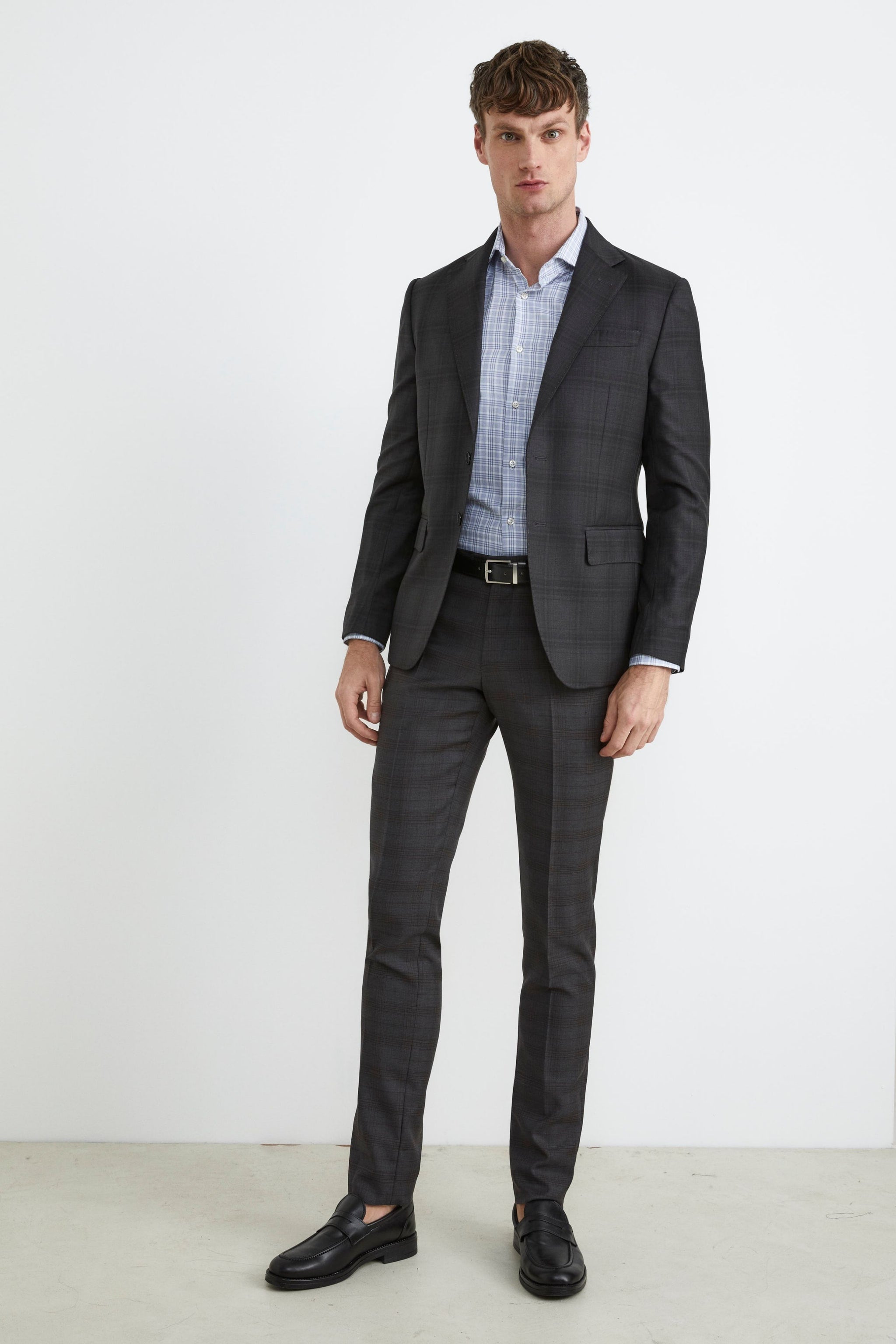Grey slim fit checked suit - Grey check - Il Lanificio