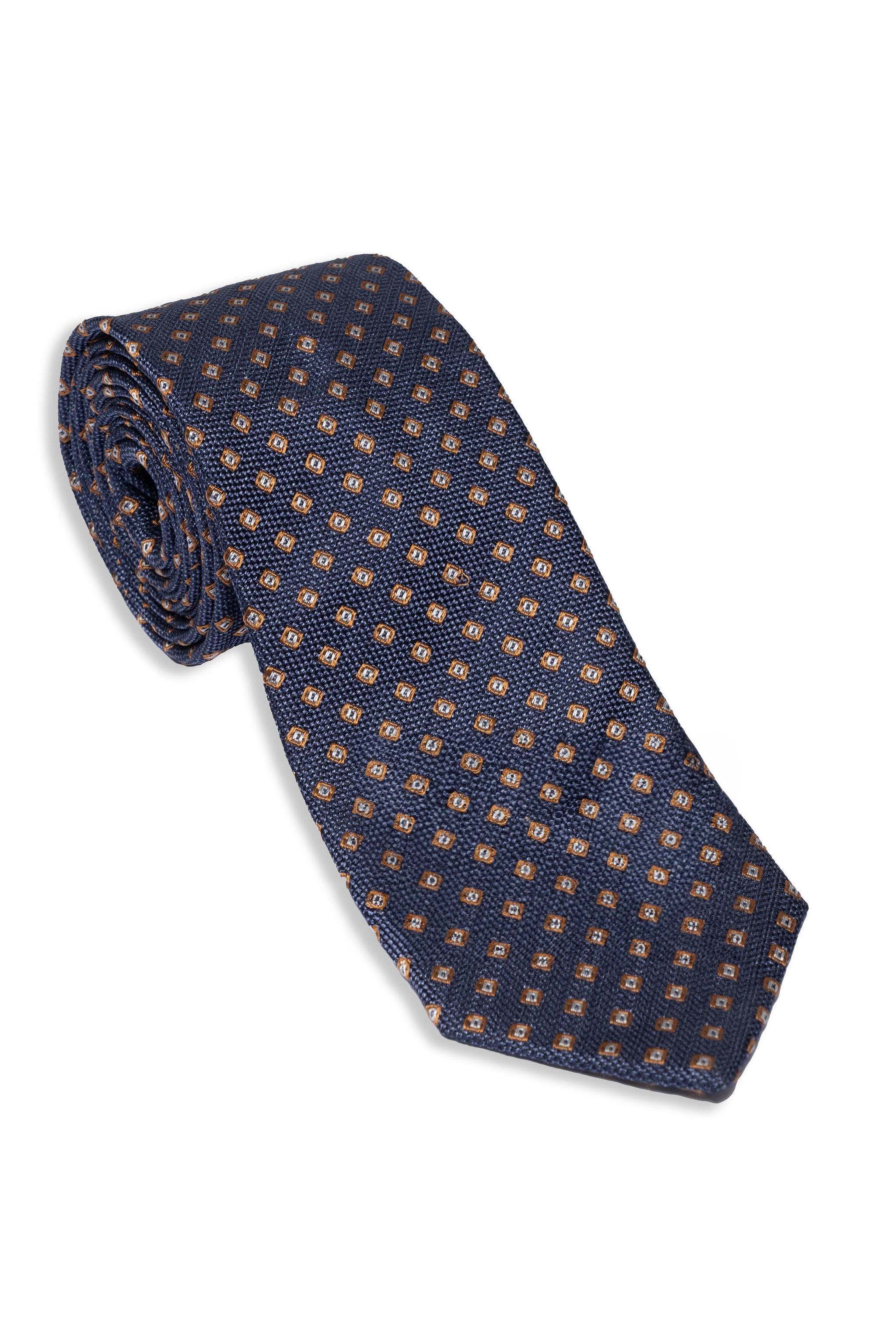 Blue patterned tie - Blue-Brown pattern - Il Lanificio
